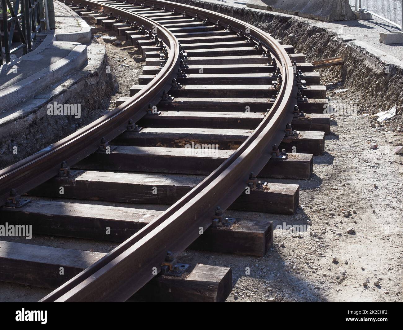 tramway rails construction work Stock Photo - Alamy