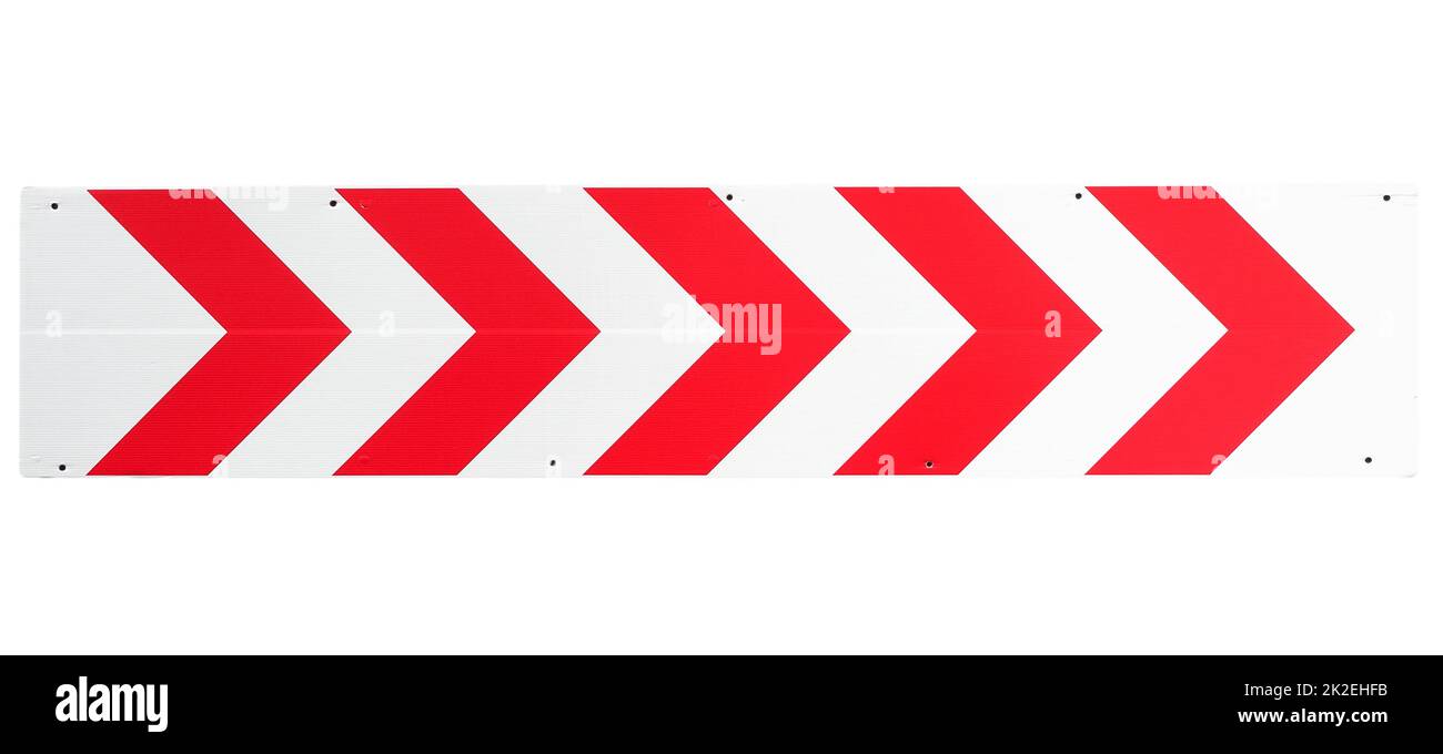 red white striped sign isolated over white Stock Photo - Alamy