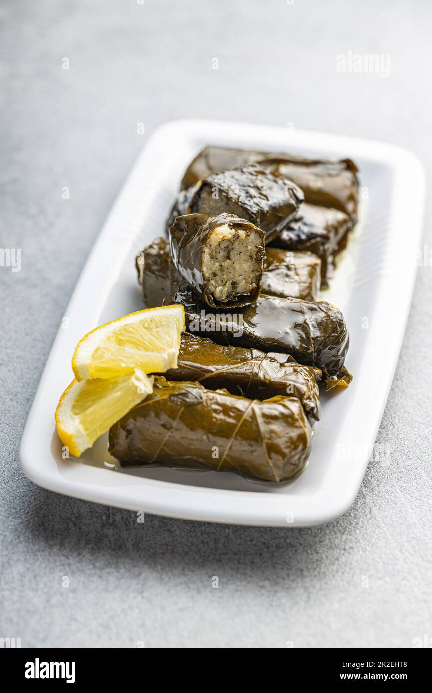 Dolmades stuffed grape leaves rice hi-res stock photography and images ...