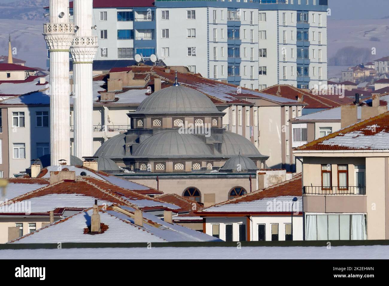 mosque in the city, a domed mosque in turkey, mosque architecture and ...