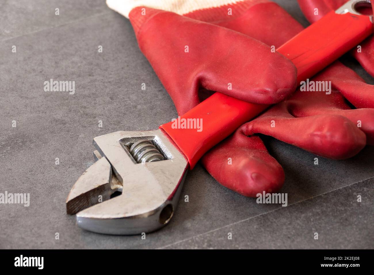 For work safety, it is necessary to work with gloves, a wrench, thick ...