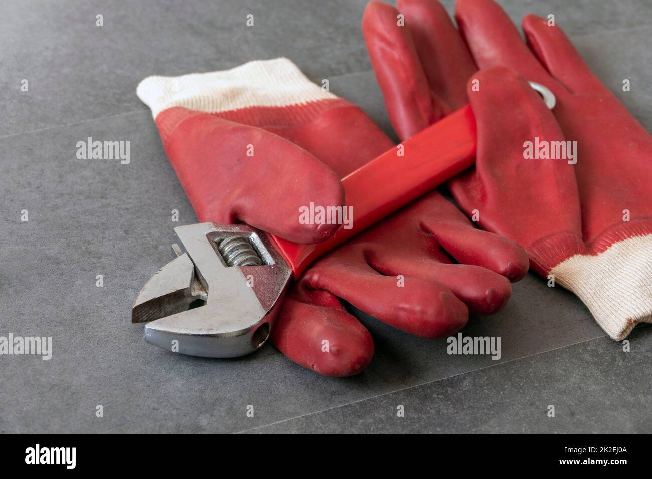For work safety, it is necessary to work with gloves, a wrench, thick ...