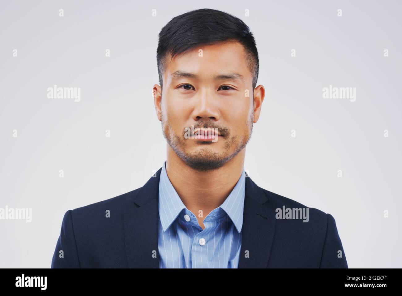 Hes a straight-faced businessman. Studio portrait of a handsome young ...