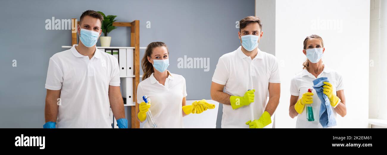 Professional Office Cleaning Janitor Team In Uniform Stock Photo - Alamy