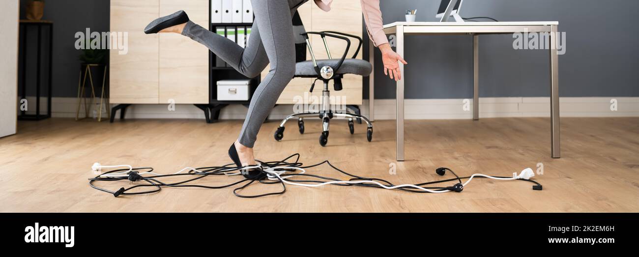 Stumble And Fall Over Wire Stock Photo - Alamy