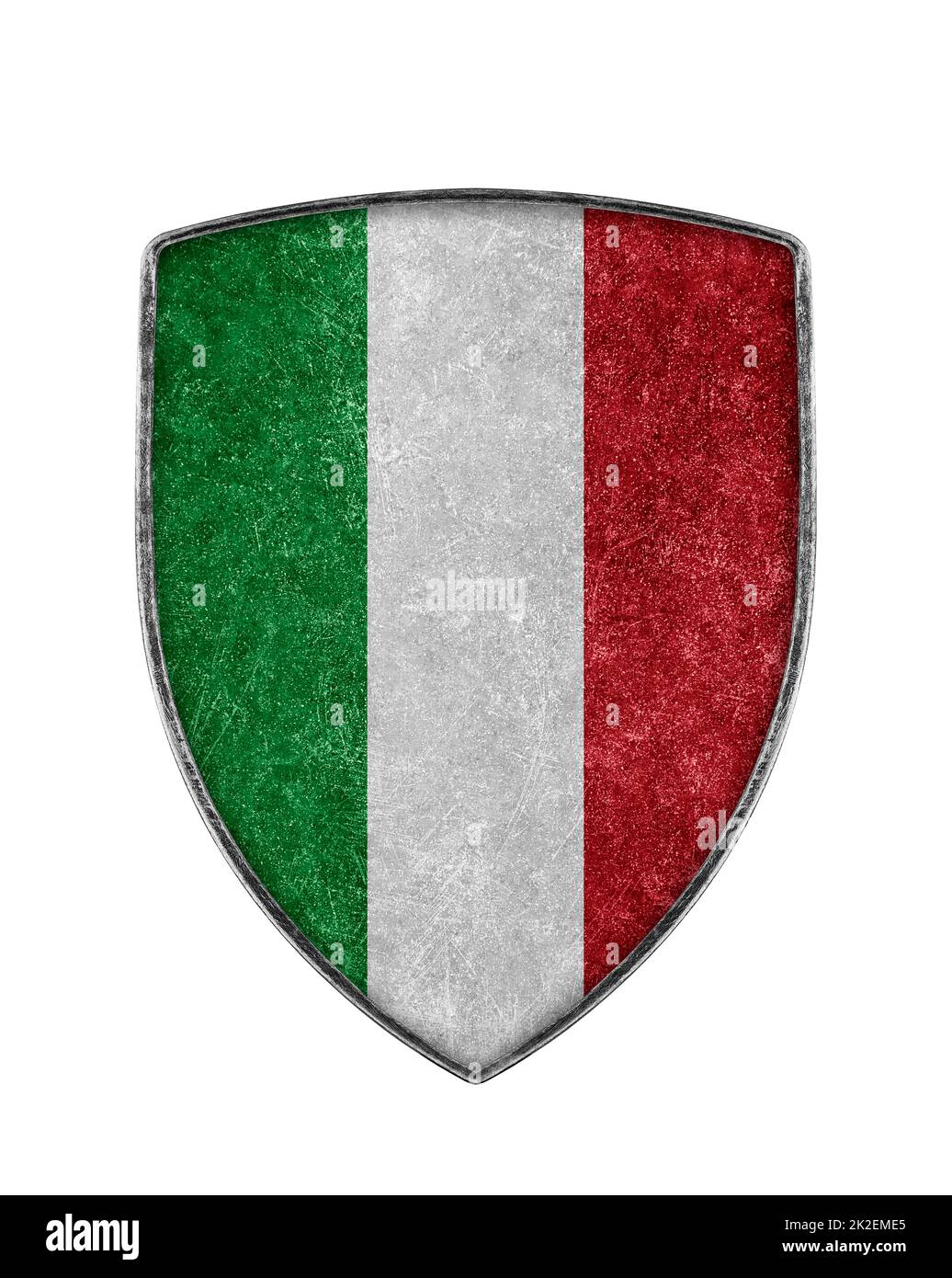 Italian metal shield isolated on white background Stock Photo - Alamy