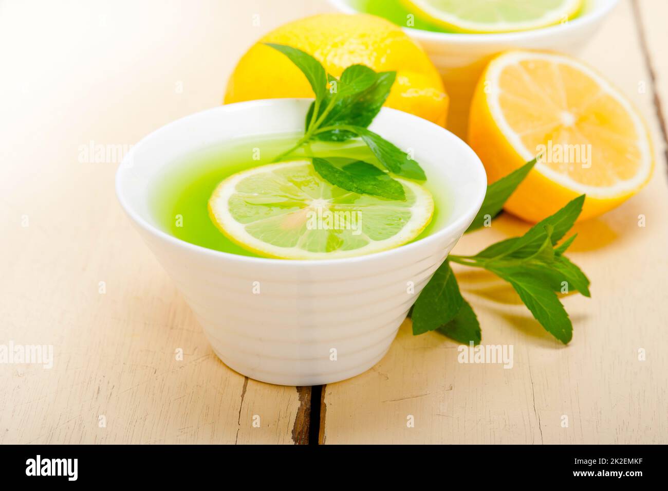 mint infusion tea tisane with lemon Stock Photo - Alamy