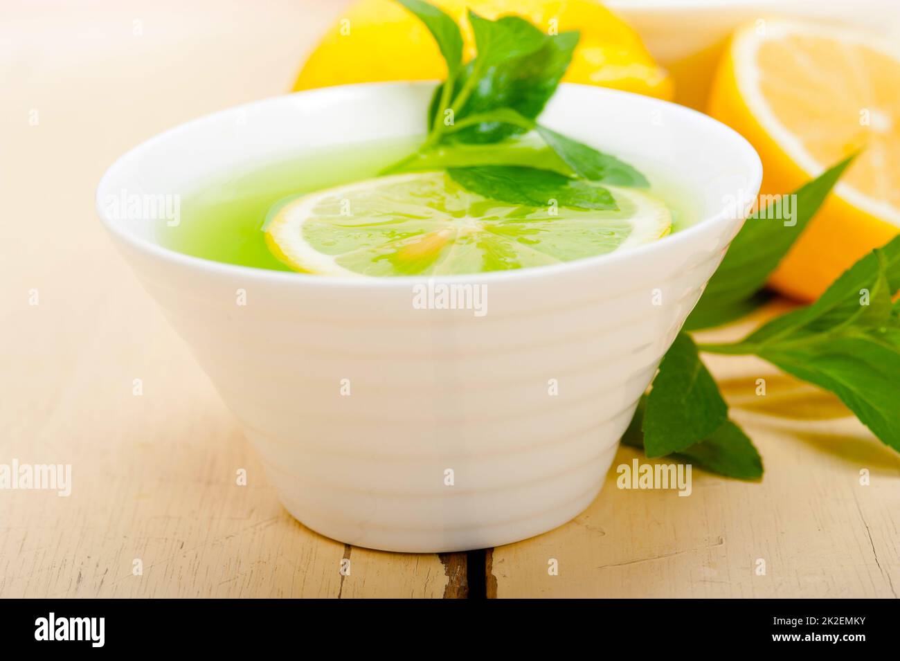 mint infusion tea tisane with lemon Stock Photo - Alamy