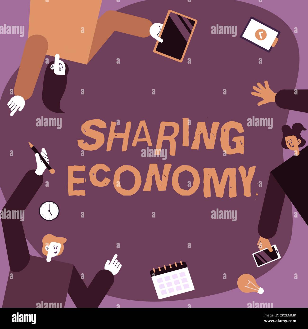 Conceptual display Sharing Economy. Business overview economic model ...