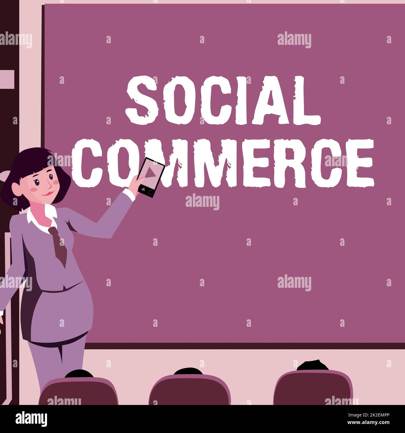 Conceptual caption Social Commerce. Business idea uses social networks ...