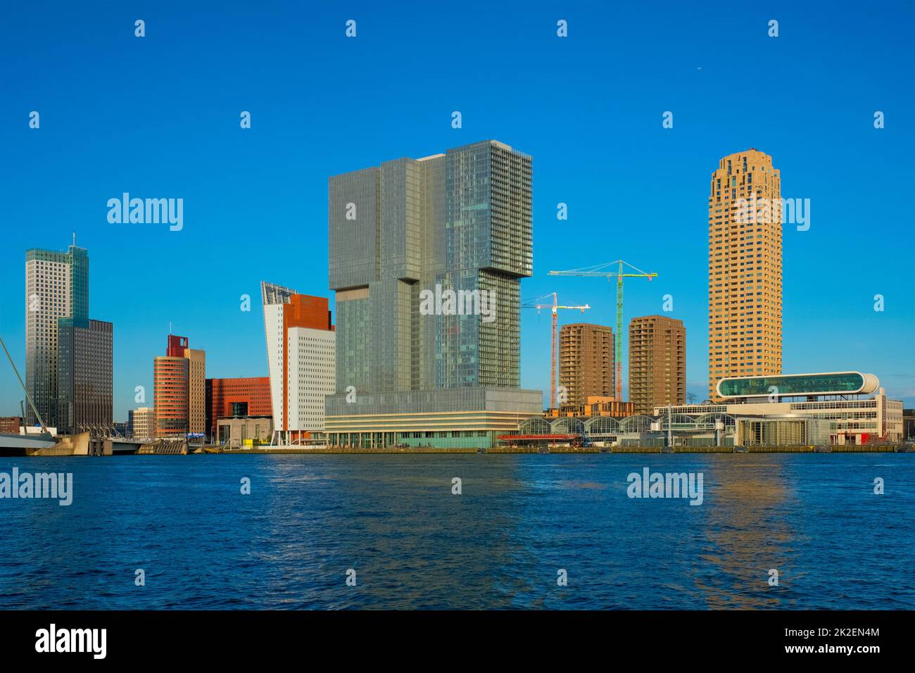 Rotterdam skyscrapers skyline view over of Nieuwe Maas river. Rotterdam ...