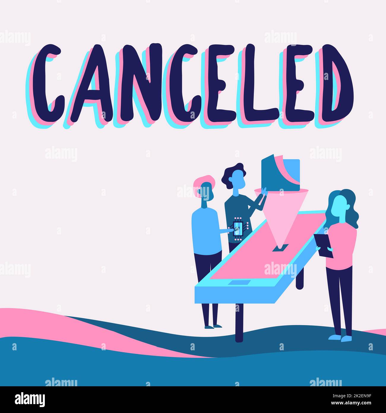 Sign displaying Canceled. Business overview to decide not to conduct or ...