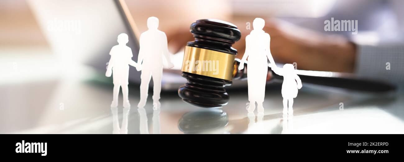 Separation Of Family Silhouette With Gavel Stock Photo - Alamy