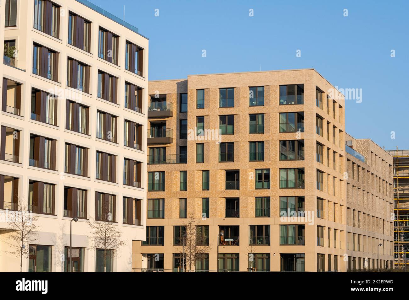 Newly constructed apartment buildings seen in downtown Berlin, Germany ...