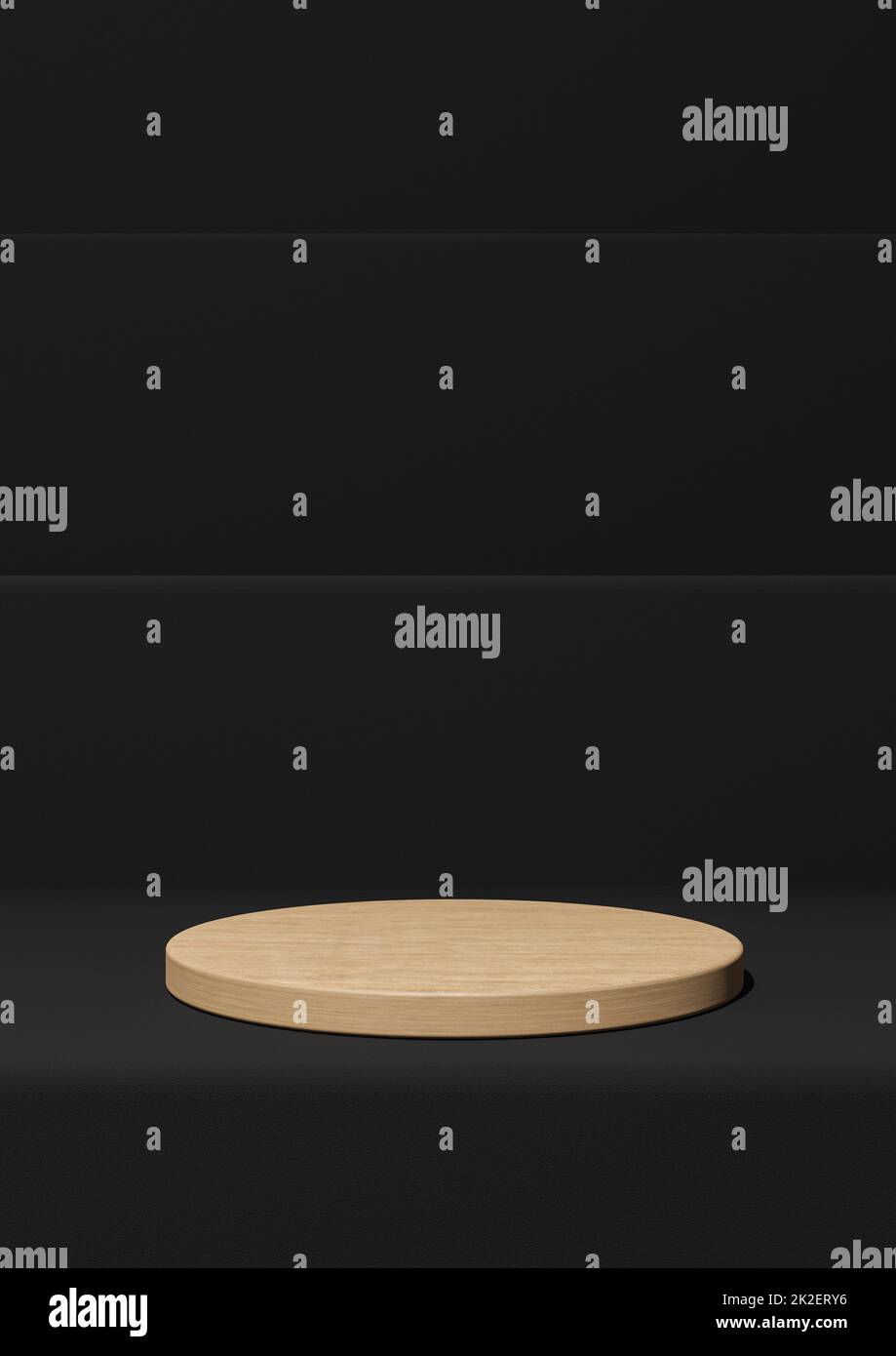 Black, dark gray, black and white 3D rendering simple product display, minimal background with ...