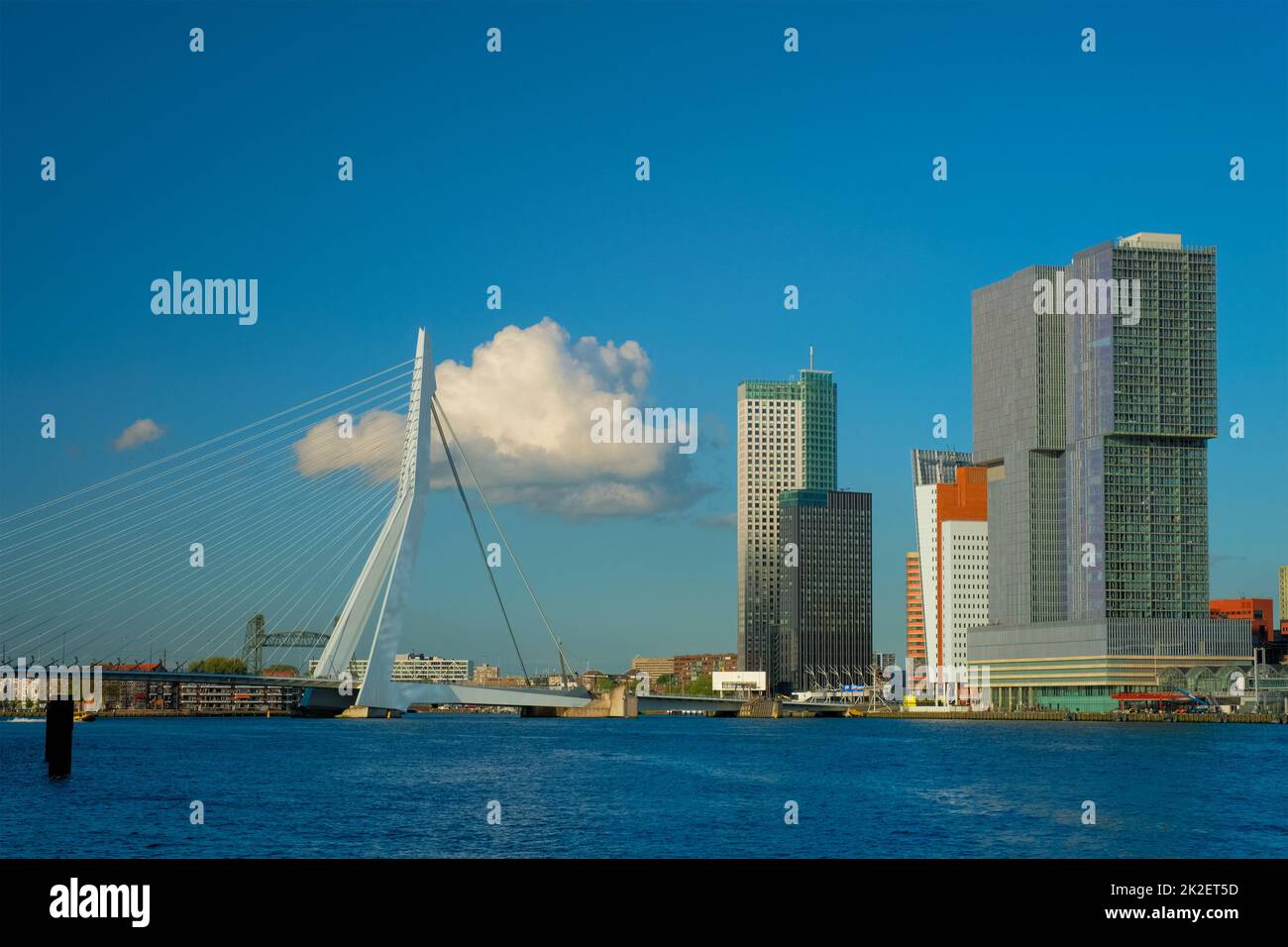 Rotterdam skyscrapers skyline and Erasmusbrug bridge over of Nieuwe ...