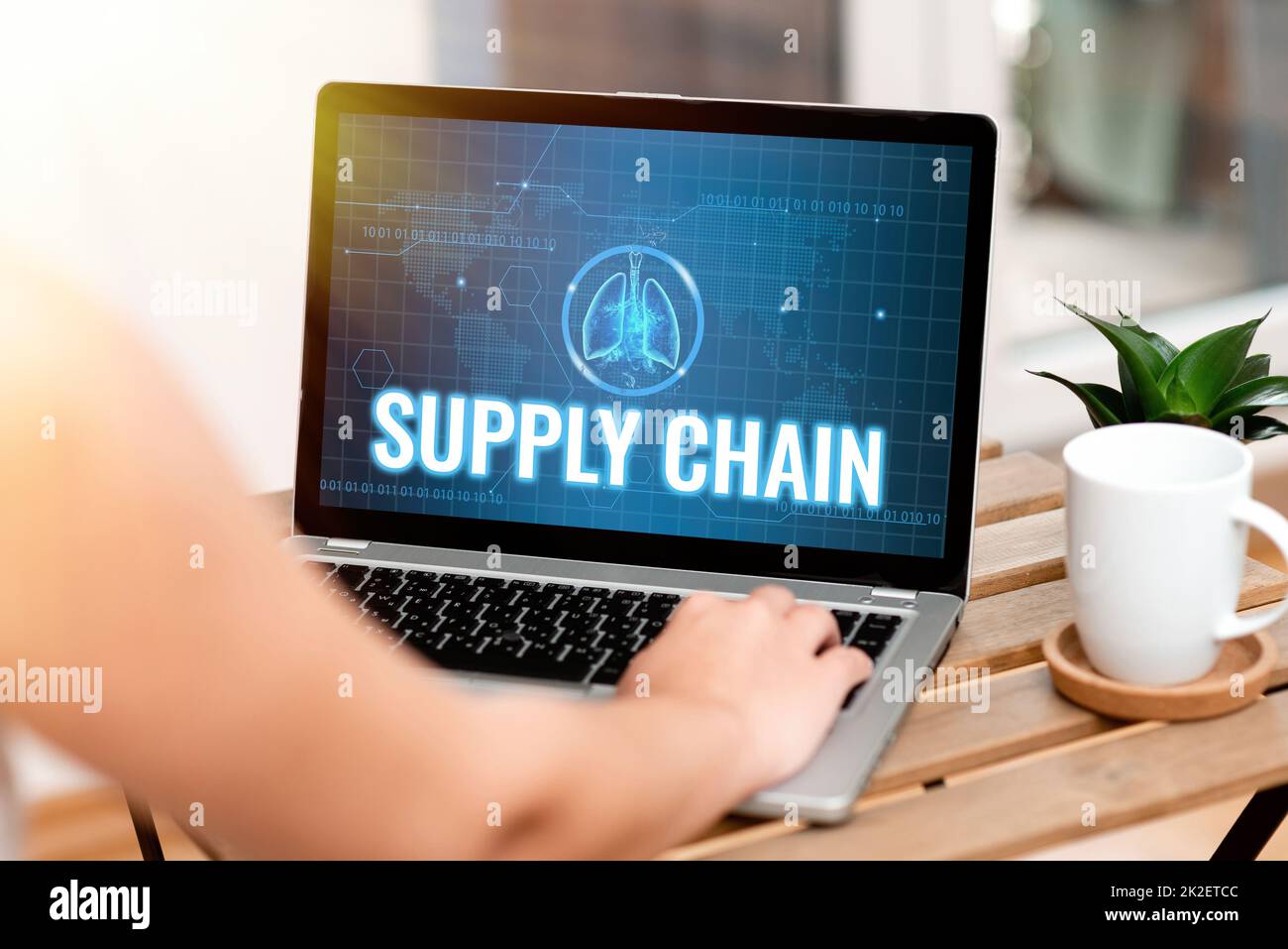 Text sign showing Supply Chain. Business approach network between a ...