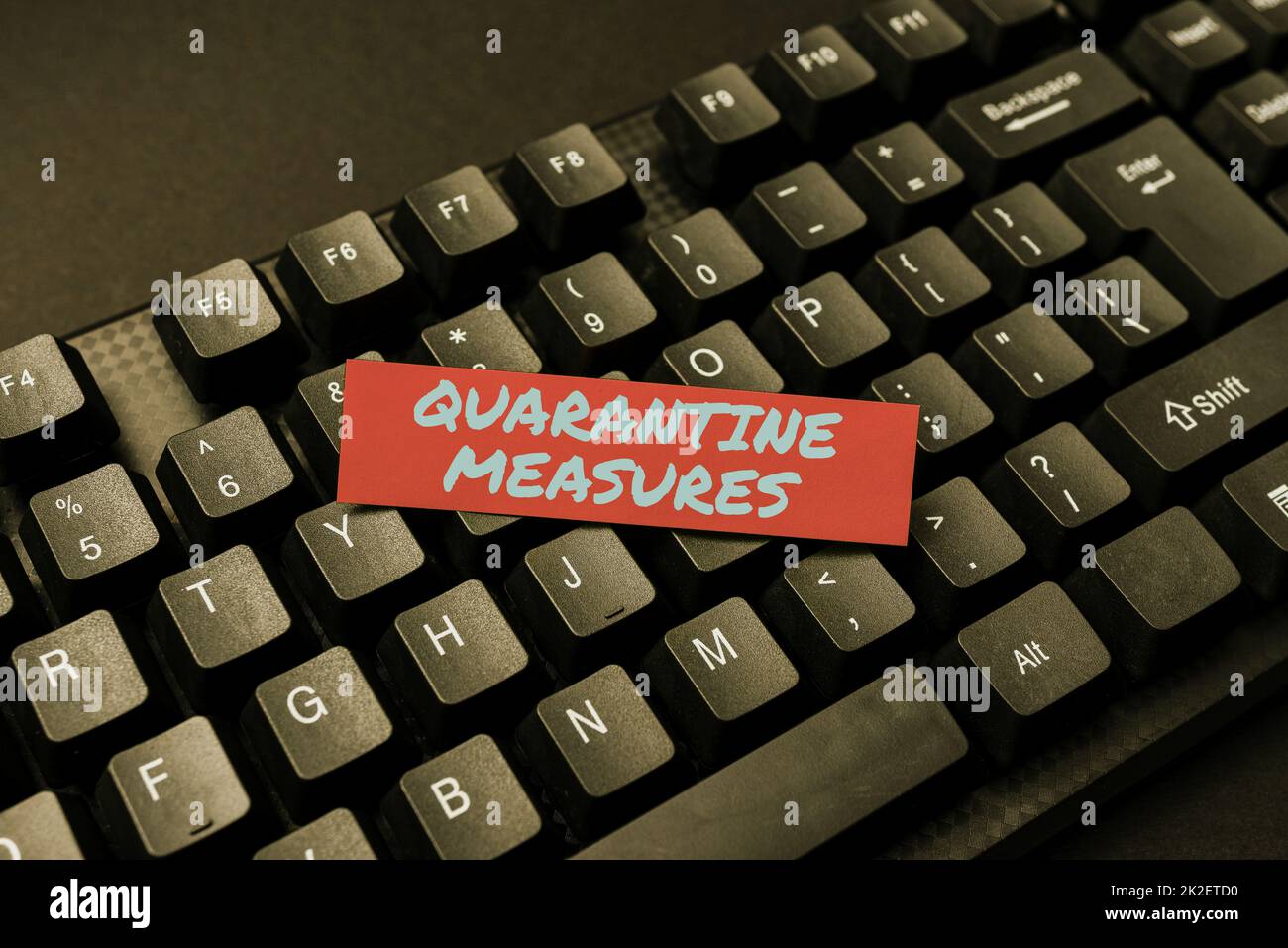 Hand writing sign Quarantine Measures. Concept meaning safety procedure ...