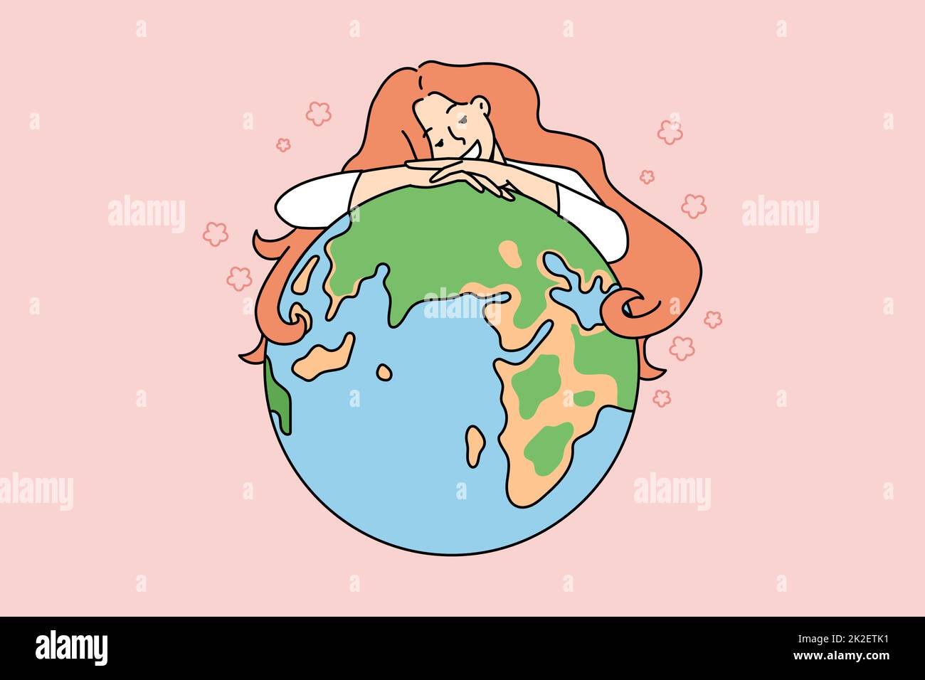 Woman hug planet earth showing love and care Stock Photo - Alamy