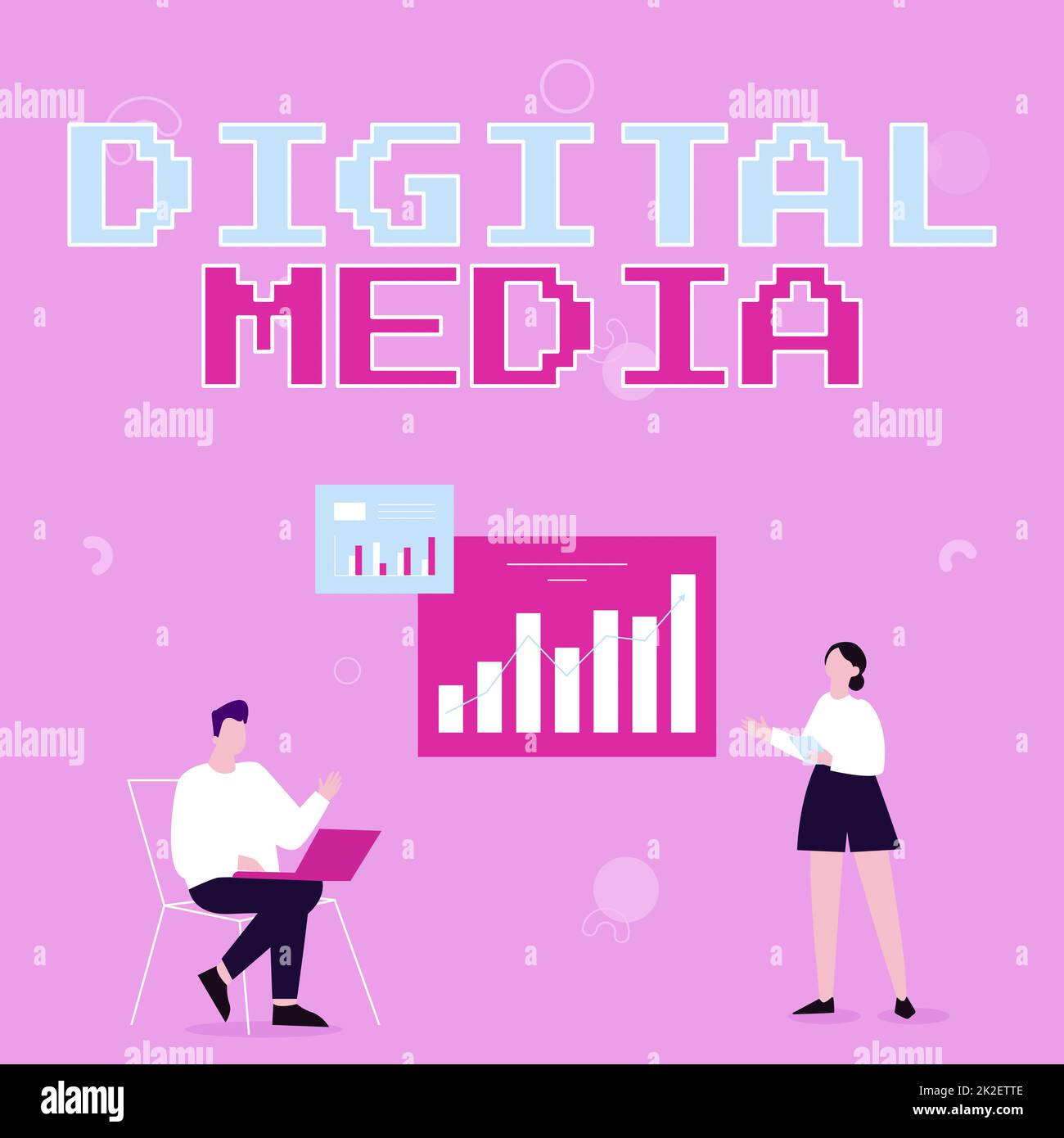 Hand writing sign Digital Media. Business overview digitized content ...