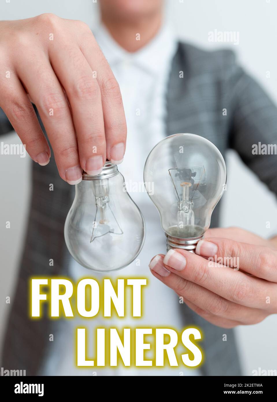 Text showing inspiration Frontliners. Business idea most important or ...
