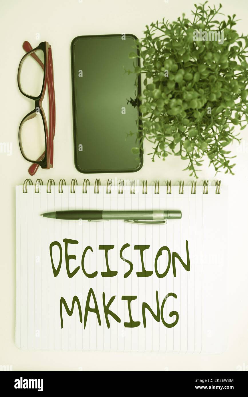 Writing displaying text Decision Making. Business showcase The act of ...