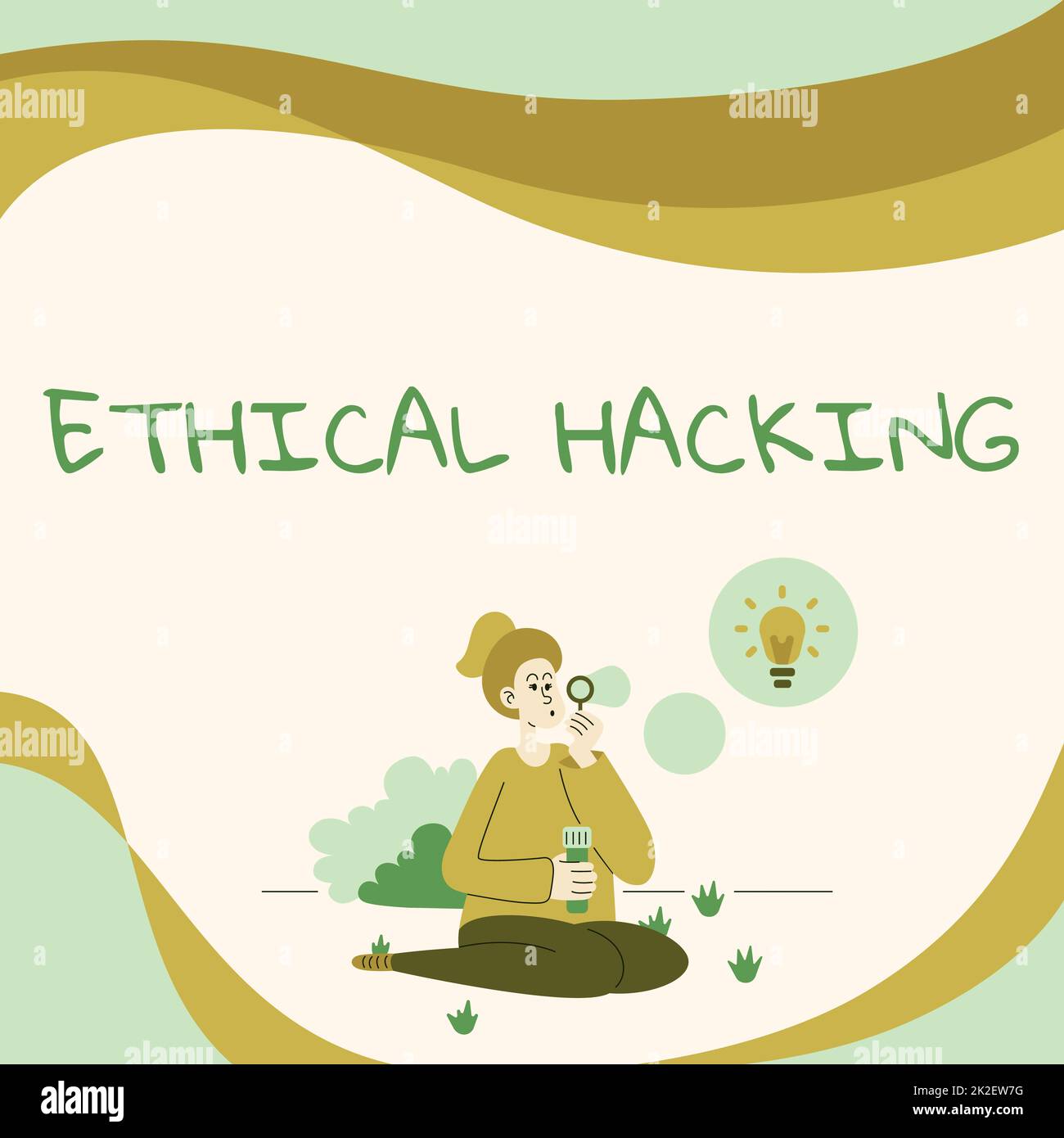 Text caption presenting Ethical Hacking. Internet Concept act of ...