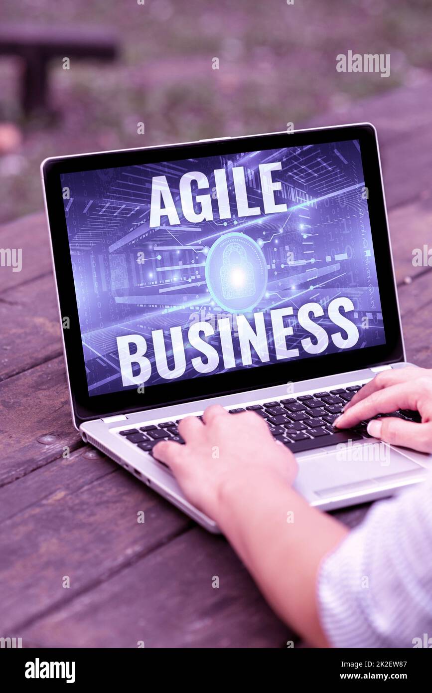 Hand writing sign Agile Business. Internet Concept capability of ...