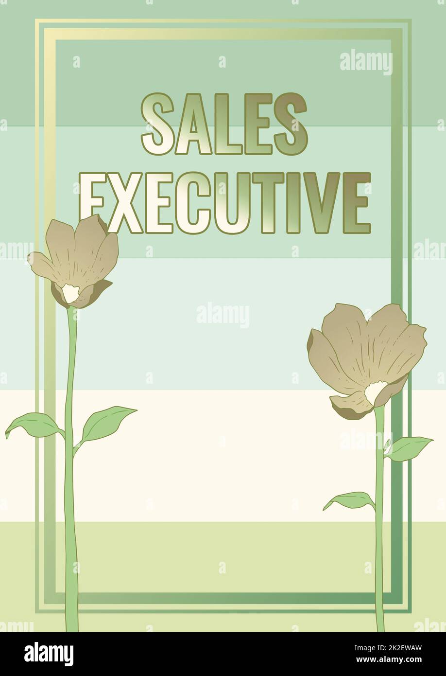 Text caption presenting Sales Executive. Word for responsible for the ...