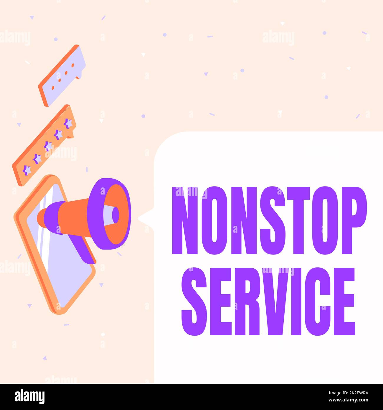 Text caption presenting Nonstop Service. Concept meaning service that ...