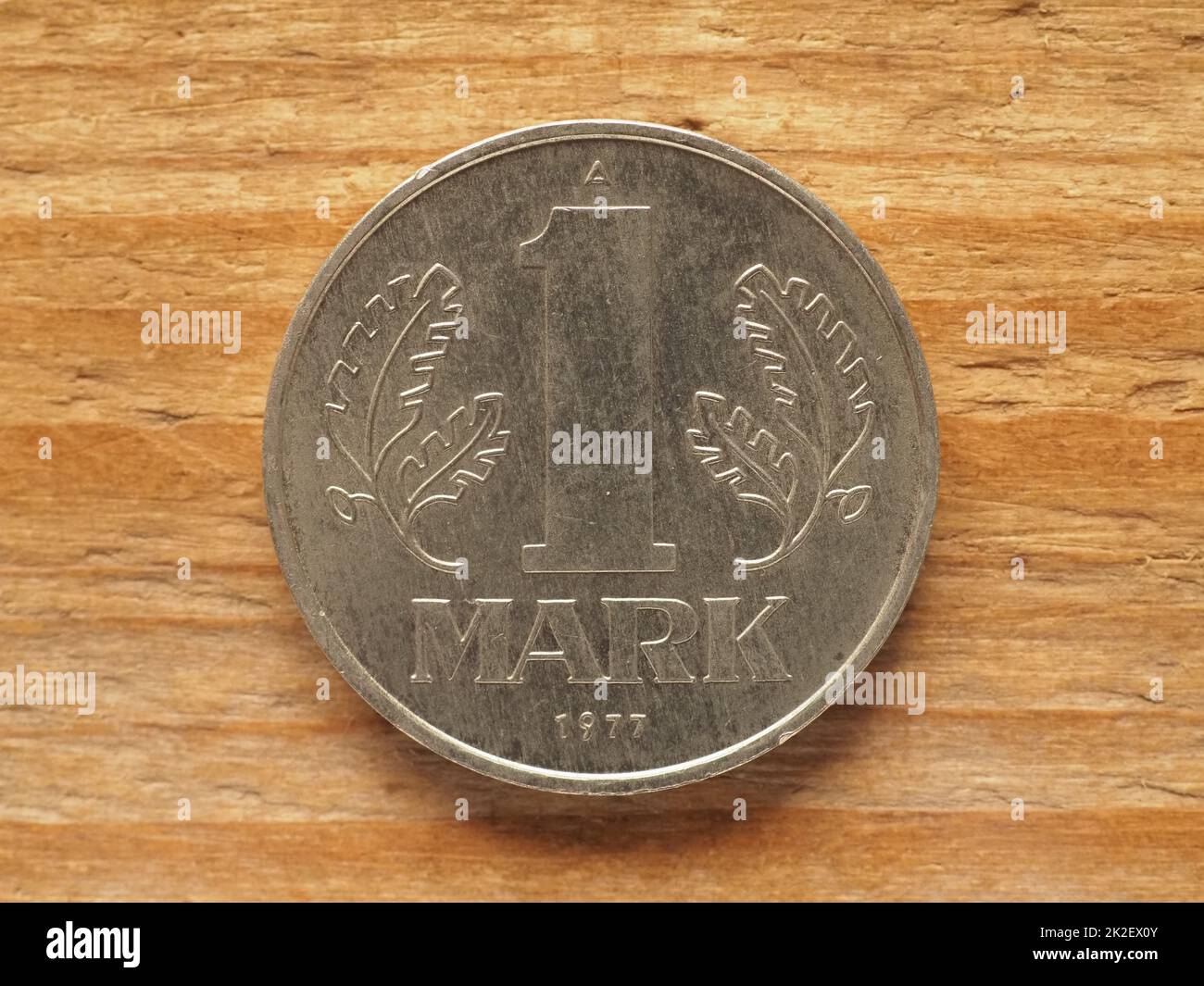 currency of East Germany, 1 mark coin reverse Stock Photo - Alamy