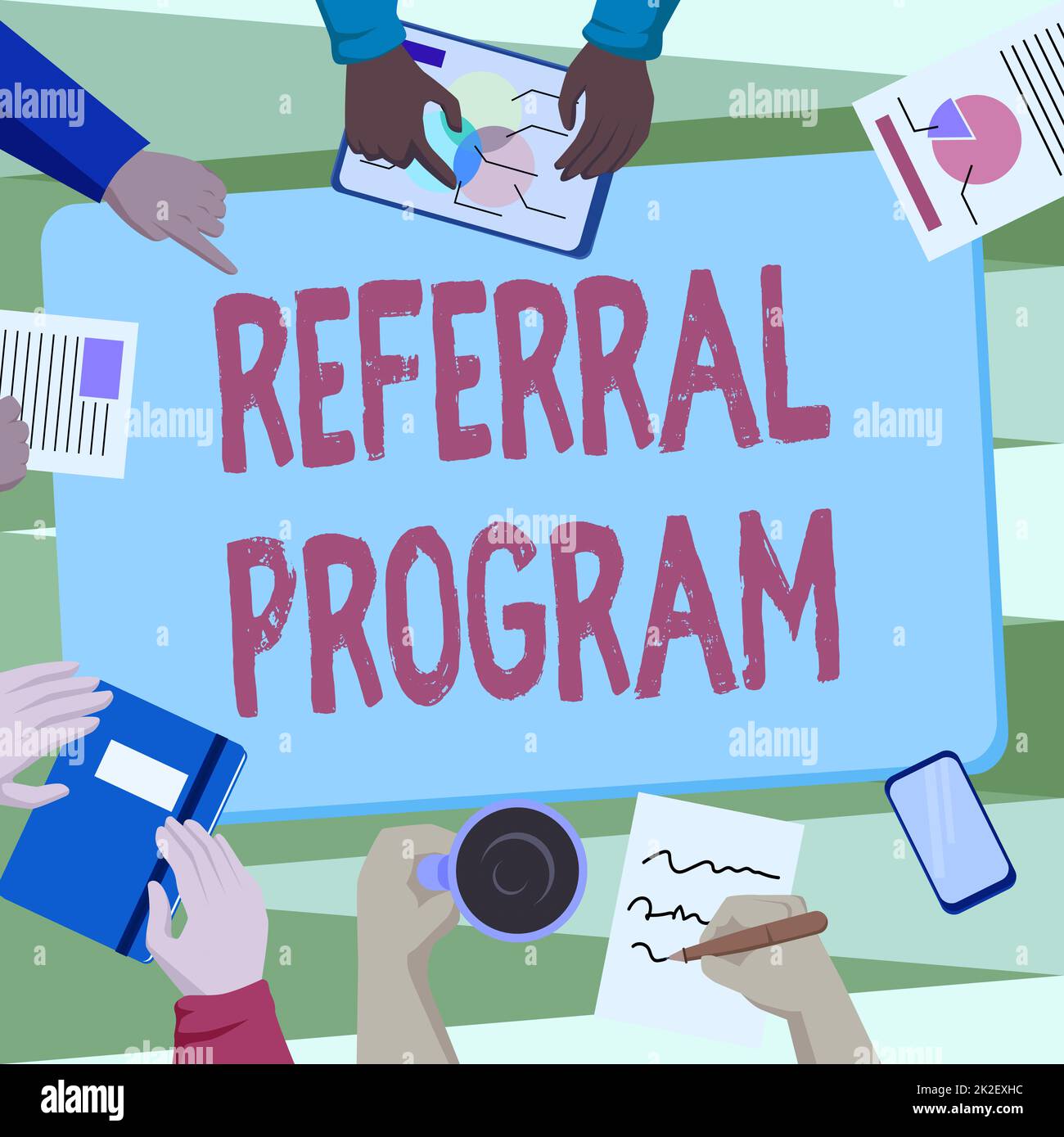 Conceptual caption Referral Program. Business overview sending own ...