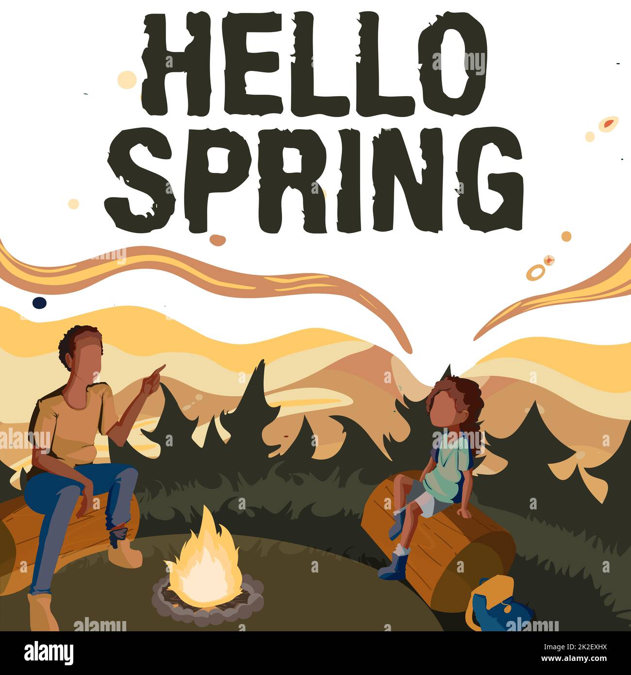 Text caption presenting Hello Spring. Business concept Welcoming season ...