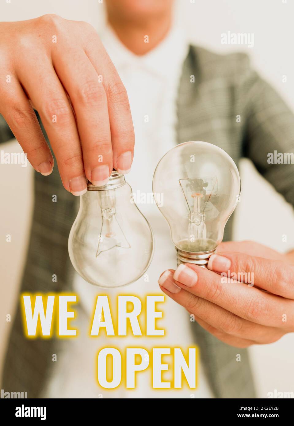 Text caption presenting We Are Open. Internet Concept We Are Open Lady ...