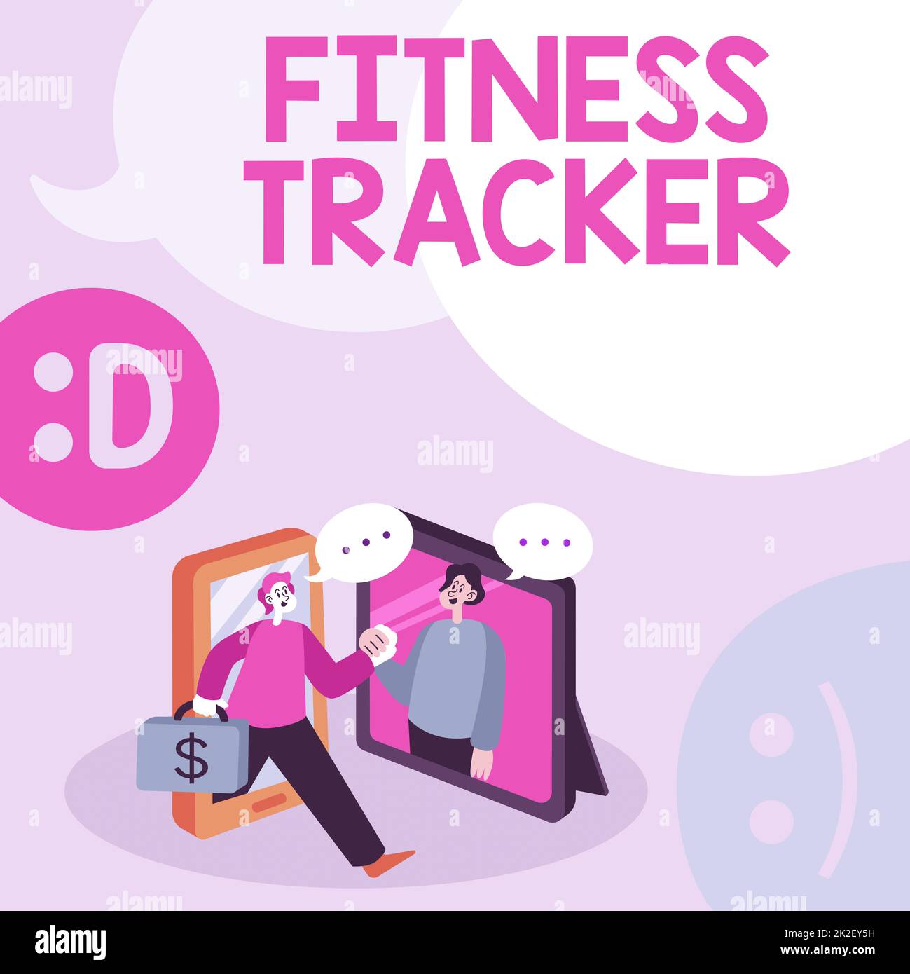 Text caption presenting Fitness Tracker. Business idea device that ...