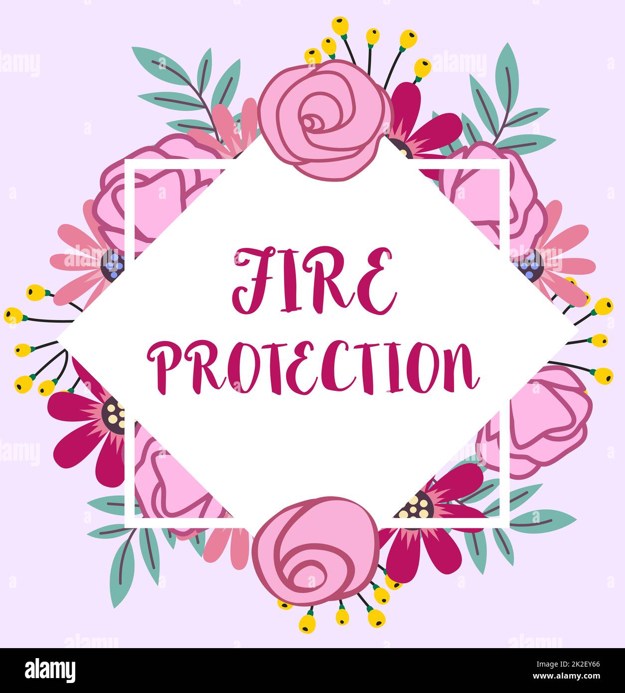 Text caption presenting Fire Protection. Business approach measures ...