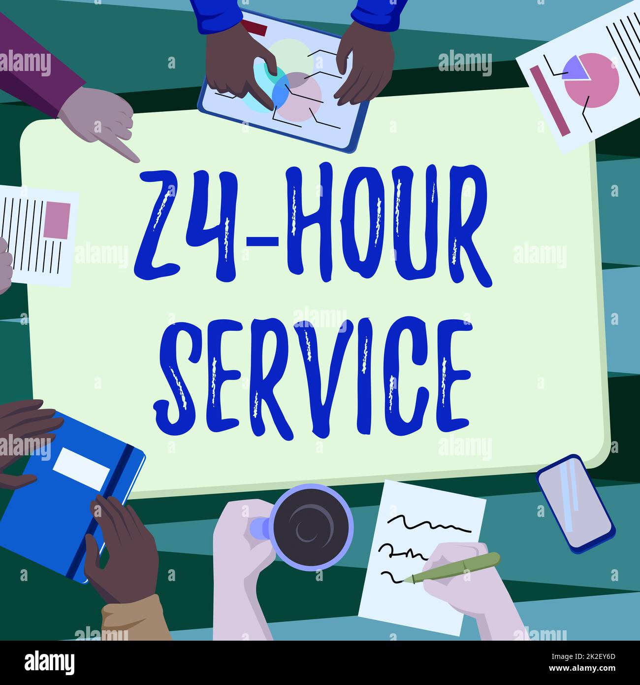 Handwriting text 24 Hour Service. Internet Concept service that is ...