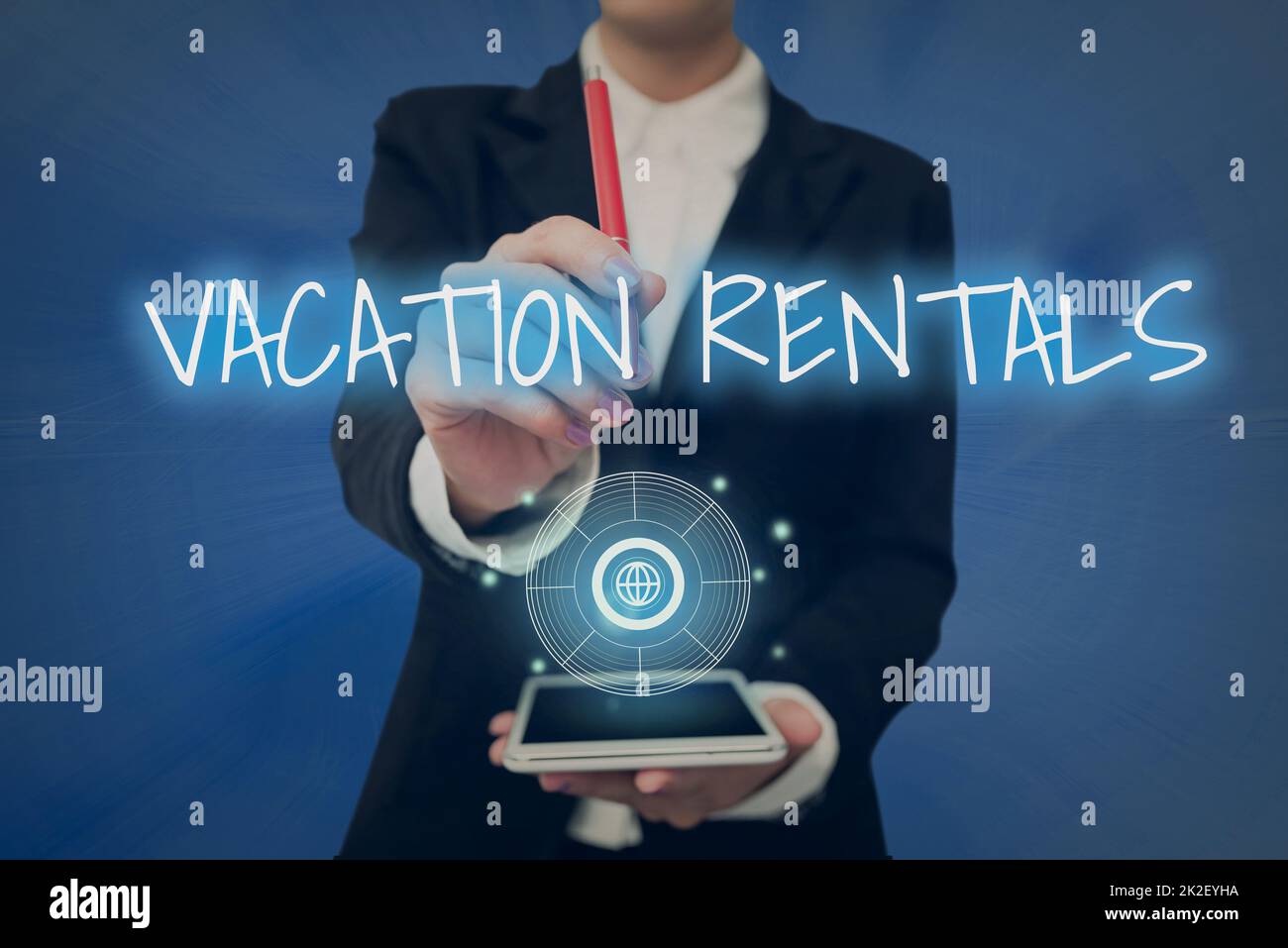 Sign displaying Vacation Rentals. Business approach Renting out of ...