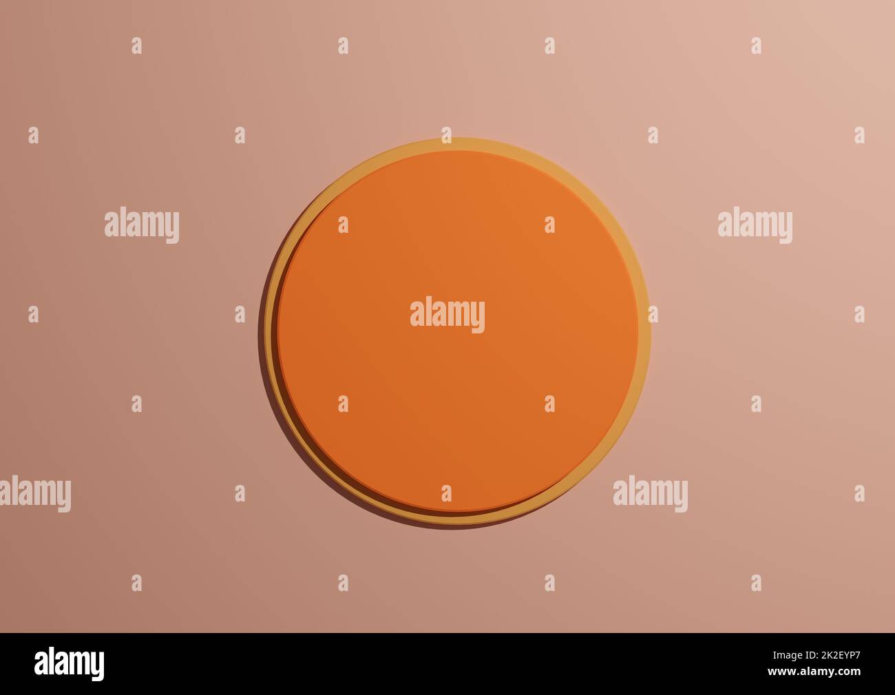 3D illustration of a bright orange podium or stand top view flat lay ...