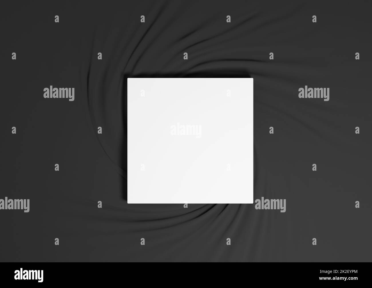 Black, dark gray, black and white 3D rendering minimal product podium top view flat lay textile ...