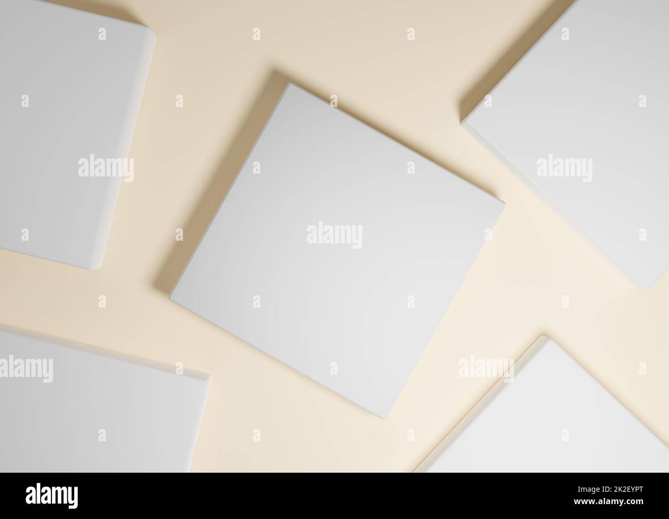 Light beige, pastel orange, 3D render minimal, simple top view flat lay ...