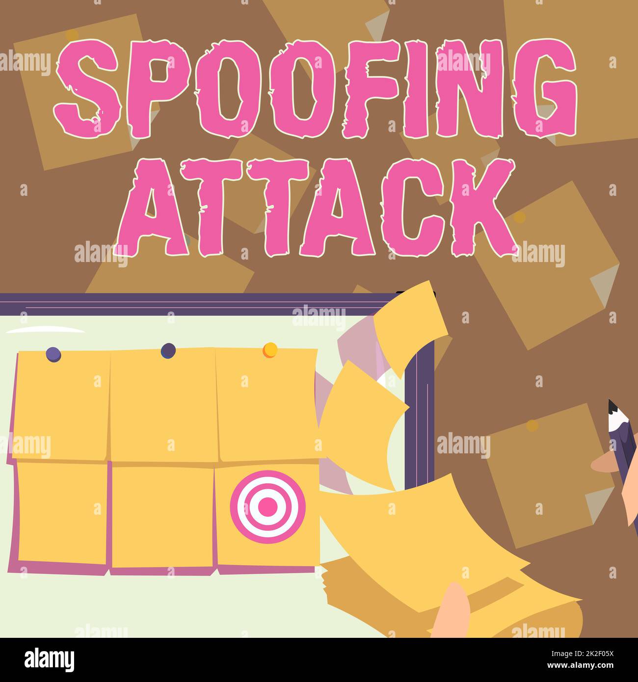 Hand writing sign Spoofing Attack. Conceptual photo impersonation of a ...