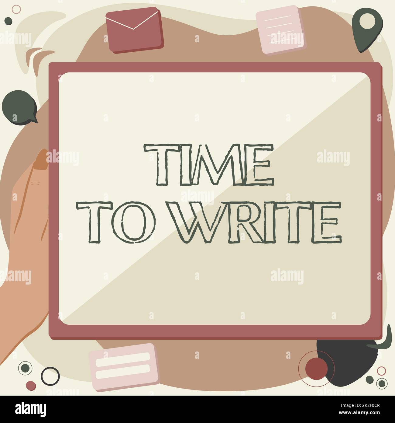 Text caption presenting Time To Write. Word Written on to record ...