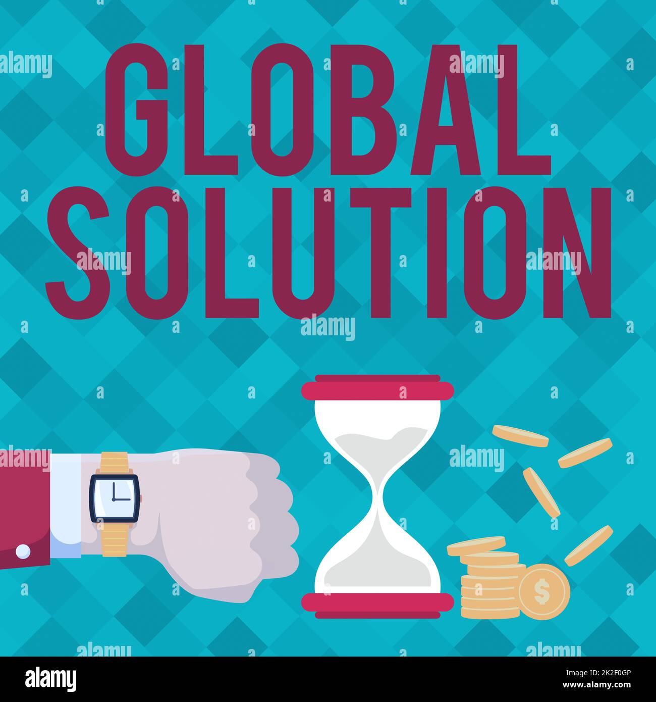 Text caption presenting Global Solution. Business approach dealing with ...