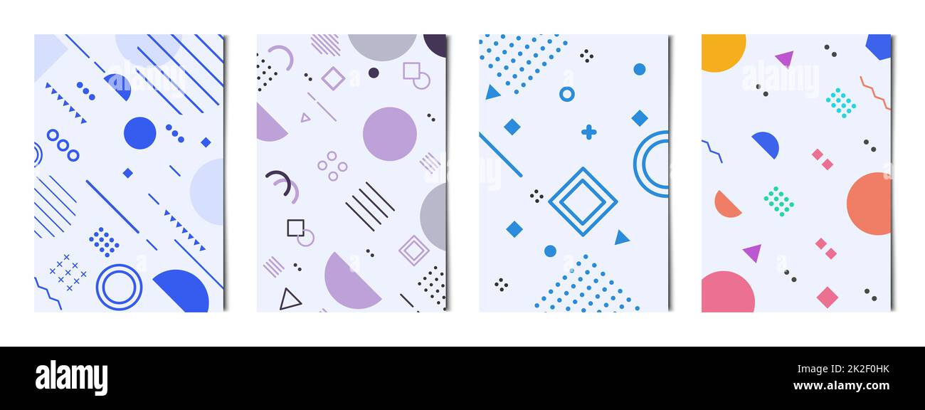 Set of 4 pcs abstract geometric shapes colorful backgrounds, templates ...