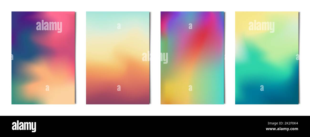 Set of 4 pcs abstract multicolored gradient backgrounds, templates for ...