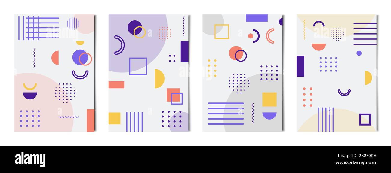 Set of 4 pcs abstract geometric shapes light backgrounds, templates for ...