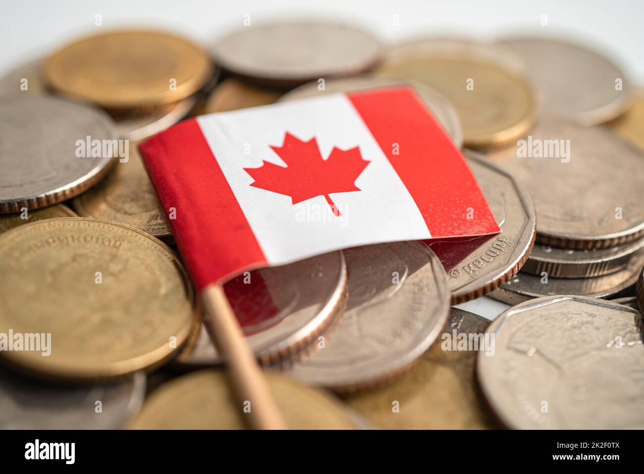 Stack of coins money with Canada flag, finance banking concept Stock ...