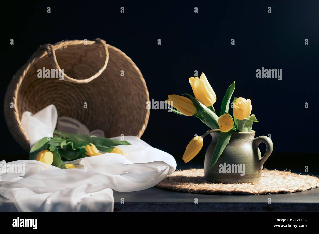Still life with yellow tulip flower bouquet Stock Photo - Alamy