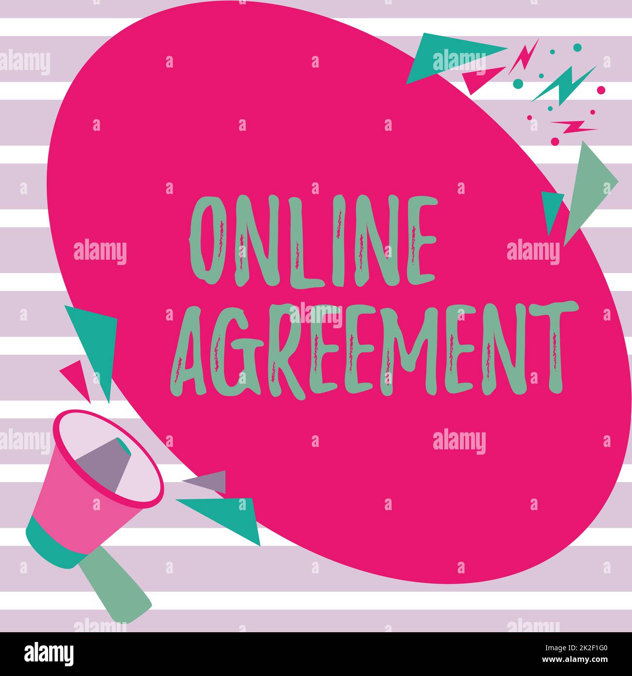 Sign displaying Online Agreement. Business overview contract modelled ...